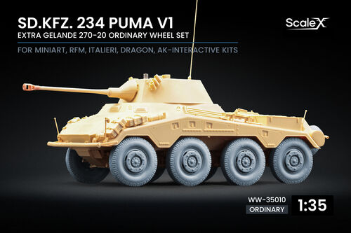 NEW! ScaleX WW-35010 Sd.Kfz. 234 Puma - v1 Ordinary Wheel Set (for MiniArt / Dragon / RFM / AK and Italeri Kits / 3D-Printed)