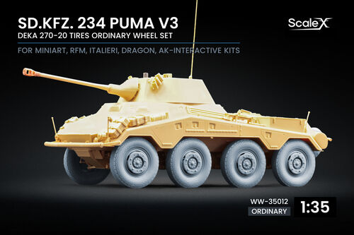 NEW! ScaleX WW-35012 Sd.Kfz. 234 Puma - v3 Ordinary Wheel Set (for MiniArt / Dragon / RFM / AK and Italeri Kits / 3D-Printed)