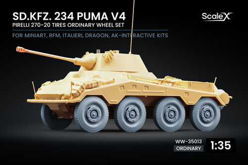 NEW! ScaleX WW-35013 Sd.Kfz. 234 Puma - v4 Ordinary Wheel Set (for MiniArt / Dragon / RFM / AK and Italeri Kits / 3D-Printed)