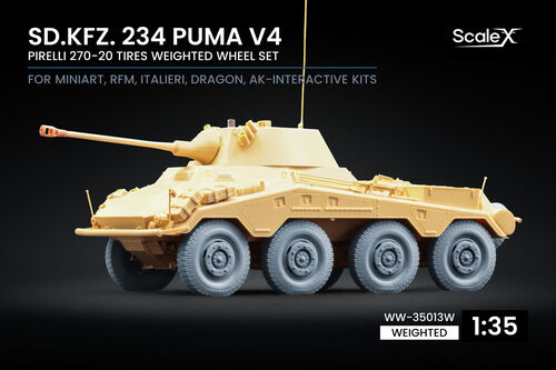 NEW! ScaleX WW-35013W Sd.Kfz. 234 Puma - v4 Weighted Wheel Set (for MiniArt / Dragon / RFM / AK and Italeri Kits / 3D-Printed)