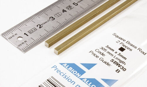 NEW! Albion Alloys SBW30 Square Brass Rod 3 x 3 mm x 305 mm (1 pc/1 sztuka)