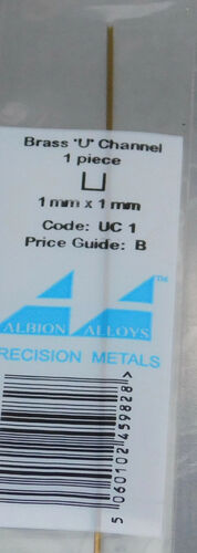 NEW! Albion Alloys UC1 Brass U Channel 1 x 1 x 1 x 305 mm (1 Piece)