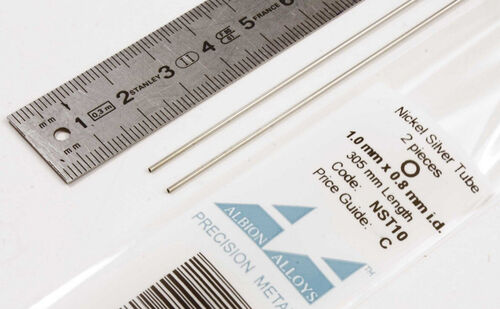 NEW! Albion Alloys NST10 Nickel Silver Micro Tube 1.0 mm x 0.8 mm x 305 mm (1 pc/1 sztuka)