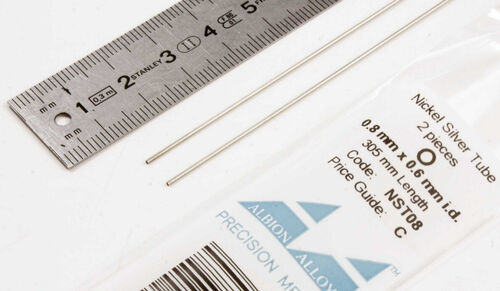 NEW! Albion Alloys NST08 Nickel Silver Micro Tube 0.8 mm x 0.6 mm x 305 mm (1 pc/1 sztuka)