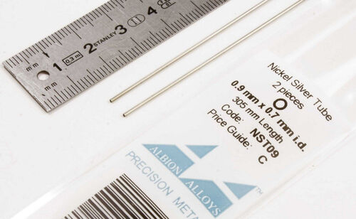 Albion Alloys NST09 Nickel Silver Micro Tube 0.9 mm x 0.7 mm x 305 mm (1 pc/1 sztuka)