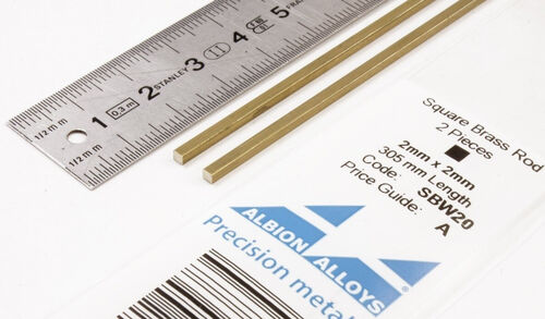 NEW! Albion Alloys SBW20 Square Brass Rod 2 x 2 mm x 305 mm (1 pc/1 sztuka)