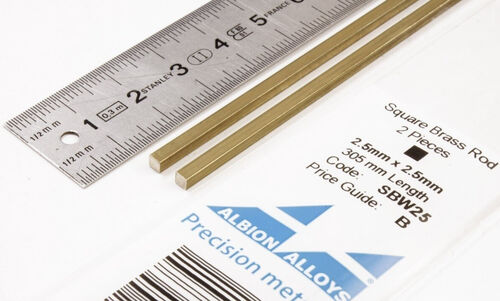 NEW! Albion Alloys SBW25 Square Brass Rod 2.5 x 2.5 mm x 305 mm (1 pc/1 sztuka)