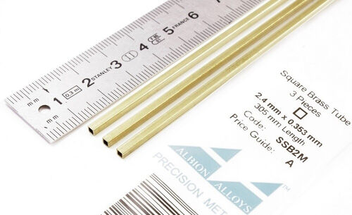 NEW! Albion Alloys SSB2M Square Brass Tube 2.4 mm x 2.4 mm x 305 mm (1 pc/1 sztuka)
