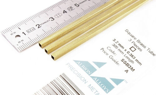 NEW! Albion Alloys SSB3M Square Brass Tube 3.2 mm x 3.2 mm x 305 mm (1 pc/1 sztuka)