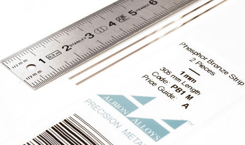 NEW! Albion Alloys PB1M Phosphor Bronze Strip 1 mm x 0.13 mm x 305 mm (1 pc/1 sztuka)