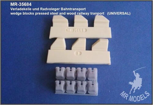 NEW! MR Modellbau 35684 Wedge Blocks Pressed Steel and Wood Railway Tranport (Universal / 3D-Printed)