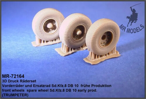 NEW! MR Modellbau 72164 Sd.Kfz.8 DB 10 (Early Production) - Front Wheels & Spare Wheel (for Trumpeter Kits)