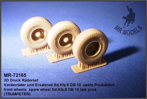 NEW! MR Modellbau 72165 Sd.Kfz.8 DB 10 (Late Production) - Front Wheels & Spare Wheel (for Trumpeter Kits)