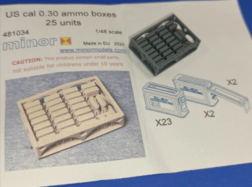NEW! Minor 481034 Ammunition Boxes for cal.0,30 Machine Gun (25 pcs / 3D-Printed)