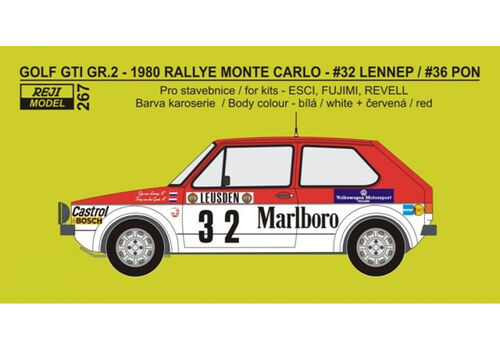 Rejimodel 267 VW Golf GTI - Rally Monte Carlo 1980 - # 32 / 36 (for ESCI, Fujimi and Revell Kits)