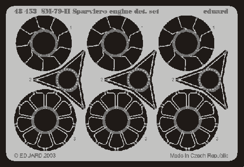 DISCONTINUED Eduard 48453 SM 79II Sparviero engine TRUMPETER