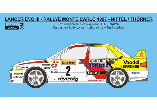 Rejimodel 014 Mitsubishi Lancer Evo III - Monte Carlo 1997 Nittel Team (for Hasegawa Kits)