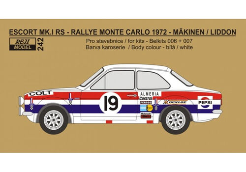 Rejimodel 242 Ford Escort Mk.I - Rally Monte Carlo 1972 - #19 Makinen /Liddon (for Belkits Kits)