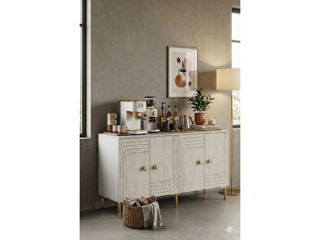 HANAH HOME Komoda Lessi 150 White Travertine Gold