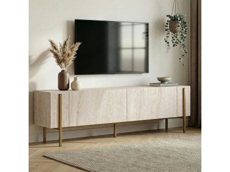HANAH HOME TV Polica Nexus Travertine Gold