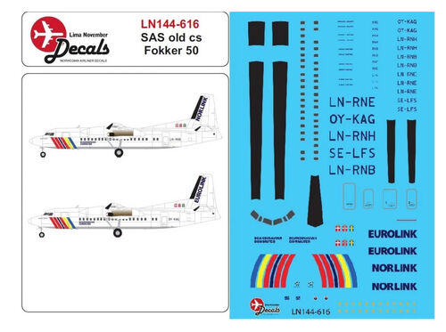 Lima November Decals 144-616 Fokker 50 - SAS Old Colour Scheme
