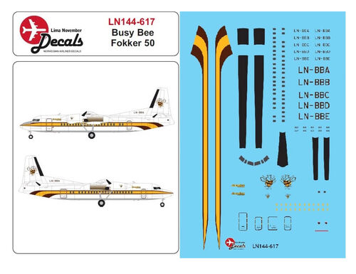 Lima November Decals 144-617 Fokker 50 - Busy Bee colour scheme
