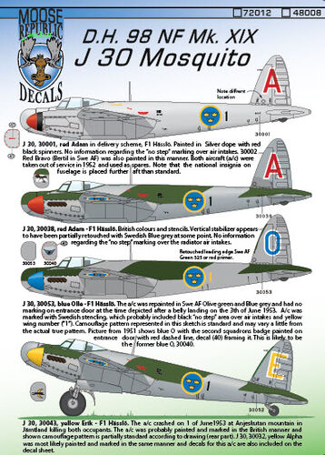 Moose Republic Decals 48008 J 30/de Havilland Mosquito NF.30 / Mk.XIX