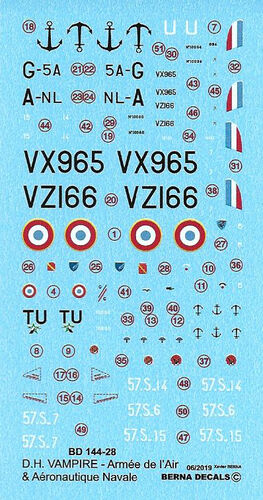 Berna Decals 14428 de Havilland Vampire Mk.5 - French Aeronavale and Armee de l'air