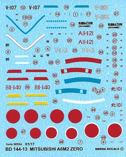Berna Decals 14413 Mitsubishi A6M2 Zero Model 21 Decals