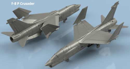 L'Arsenal 2.0 3D400114 Vought F-8 P (Marine Nationale) Crusader folded wings with weapon (5 planes)