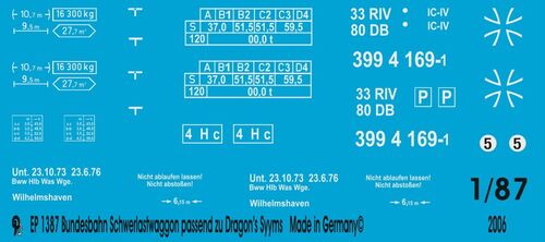 Peddinghaus-Decals 1387 Bundesbahn Rail Flatebed For Leopard Tanks