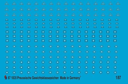 Peddinghaus-Decals 1835 Prussian Railway Wagon Weight Class Markings