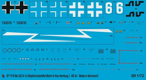 Peddinghaus-Decals 1918 Me 262 B-1a Objektschutzstaffel Blohm And Voss Hamburg 1.KG 54 11/44