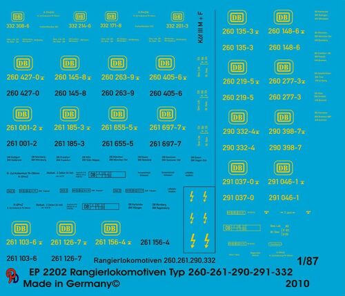 Peddinghaus-Decals 2202 Labeling For Shunting Locomotive Type 260-261-290-291-332