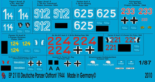 Peddinghaus-Decals 2110 German Tank Markings Russia 1944