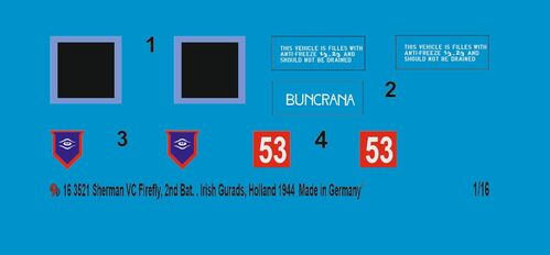 Peddinghaus-Decals 3521 Sherman VC Firefly, 2nd Bat. Irish Guards, Holland 1944