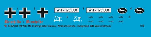 Peddinghaus-Decals 3523 Sd. Kfz 234/3 116. Panzergrenadier "Windhund" Divison, Hürtgenwald