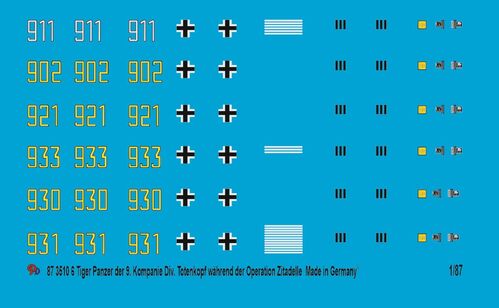 Peddinghaus-Decals 3510 6 Tiger I Of The 9. Company Div. Totenkopf, Operation Citadelle