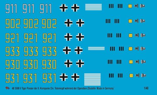 Peddinghaus-Decals 3508 6 Tiger I Of The 9. Company Div. Totenkopf, Operation Citadelle