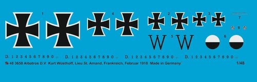 Peddinghaus-Decals 3650 Albatros D.V Kurt Wüsthoff, Lieu St. Amand, France, February 1918