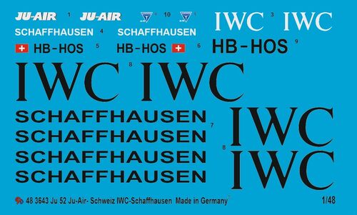 Peddinghaus-Decals 3643 Ju 52/3m Ju Air IWC Schaffhausen