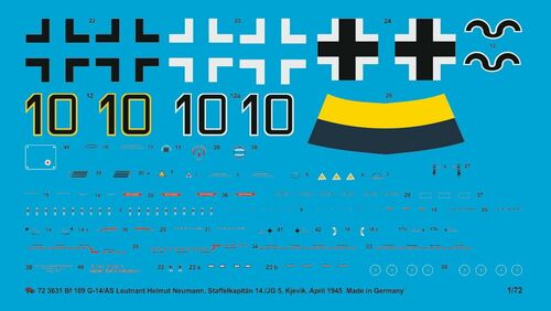 Peddinghaus-Decals 3631 Bf 109 G-14/AS Leutnant Helmut Neumann, Staffelkapitän 14./JG 5, Kjevik, April 1945
