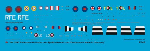 Peddinghaus-Decals 3590 3 English Fighters - 1 Polish Hurricane And Spitfire Screwball Beurlin And Clostermann