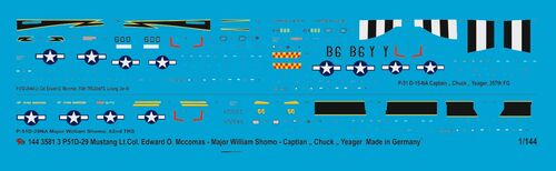 Peddinghaus-Decals 3581 3 P 51 D Mustang Lt. Col. Edward O. Mccomas - Major William Shomo - Captain "Chuck" Yeager