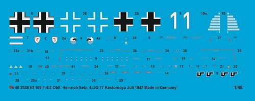 Peddinghaus-Decals 3538 Bf 109 F-4/Z Oblt. Heinrich Setz, 4./JG 77 Kastornoya, July 1942