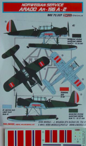 Kora Models Dec72337 Arado Ar-196A-2 Norwegian