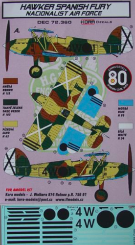 Kora Models Dec72360 Hawker Spanish Fury Nacionalist AF