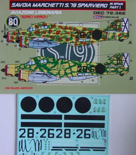 Kora Models Dec72362 Decals SM.79 Sparviero in Spain Vol.1