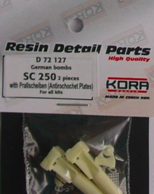 Kora Models D72127 German bombs SC 250 with Prallscheiben Antirochochet Plates 2x