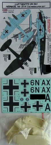 Kora Models CSD7275 Heinkel He-111H-1 Schneekufen set Luftwaffe on ski